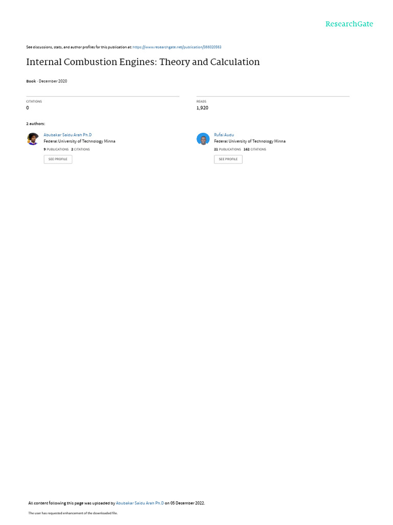 Internal Combustion Enginess Theoryand Calculations | PDF