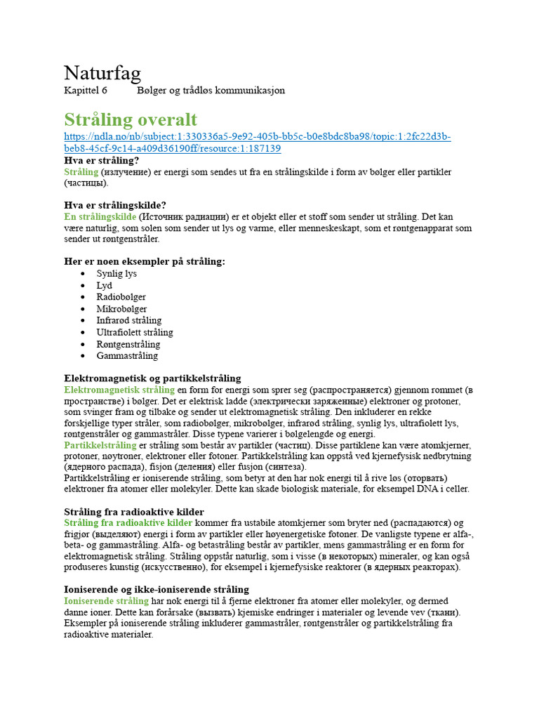 Naturfag Kapittel 6 Bølger Og Trådløs Kommunikasjon | PDF