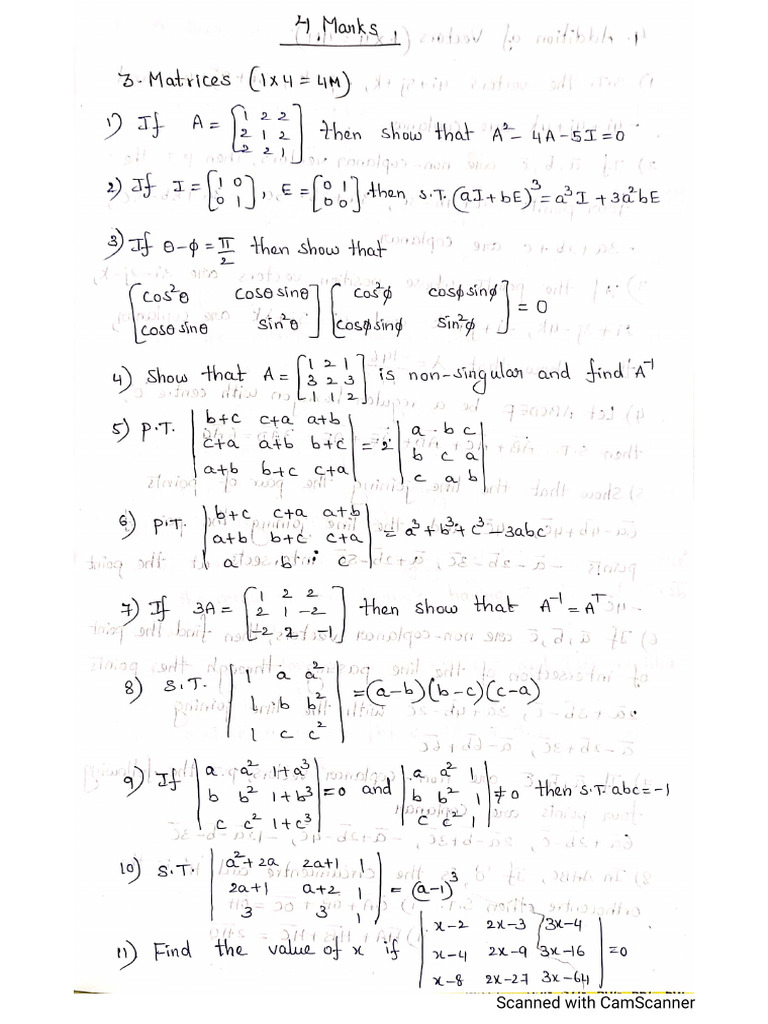 Maths-1A 4 Marks Problems | PDF