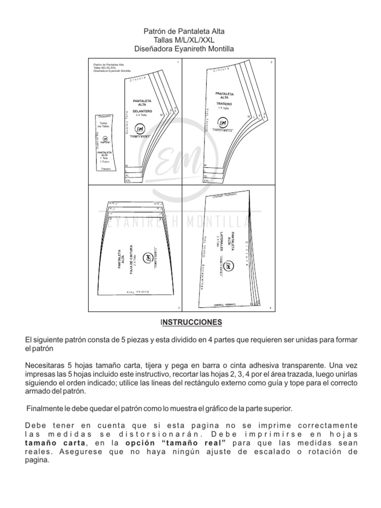 Patron Digital de Pantaleta Alta para Imprimir | PDF
