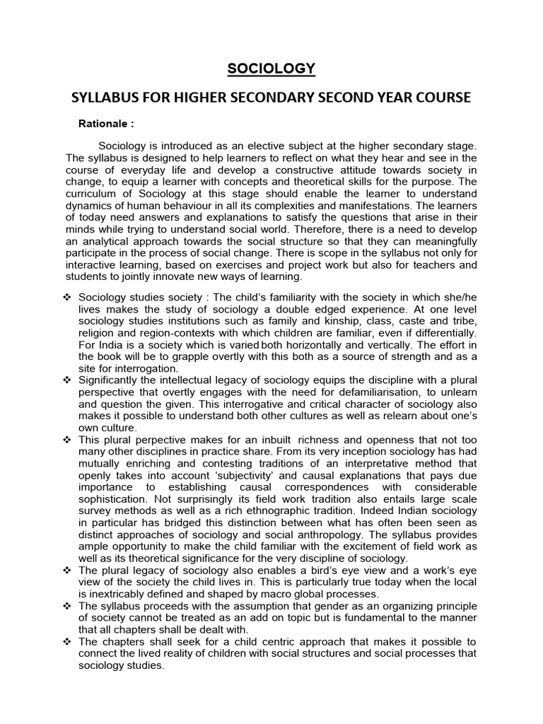 2nd Year Sociology Syllabus Overview | PDF | Sociology | Society