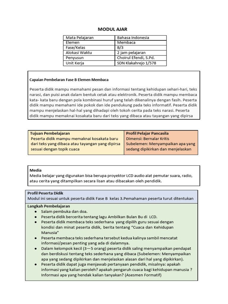 MODUL AJAR Up IGI | PDF