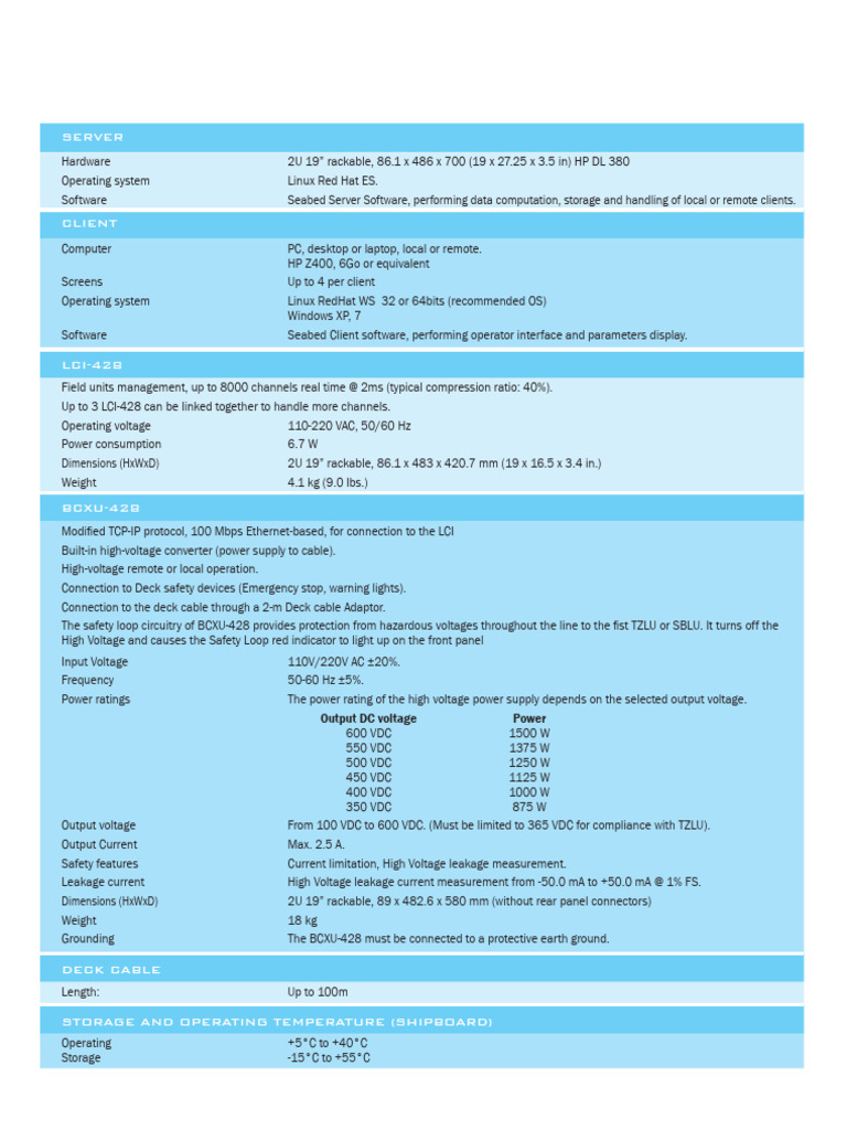 Sercel Specs | Download Free PDF | Power Supply | High Voltage
