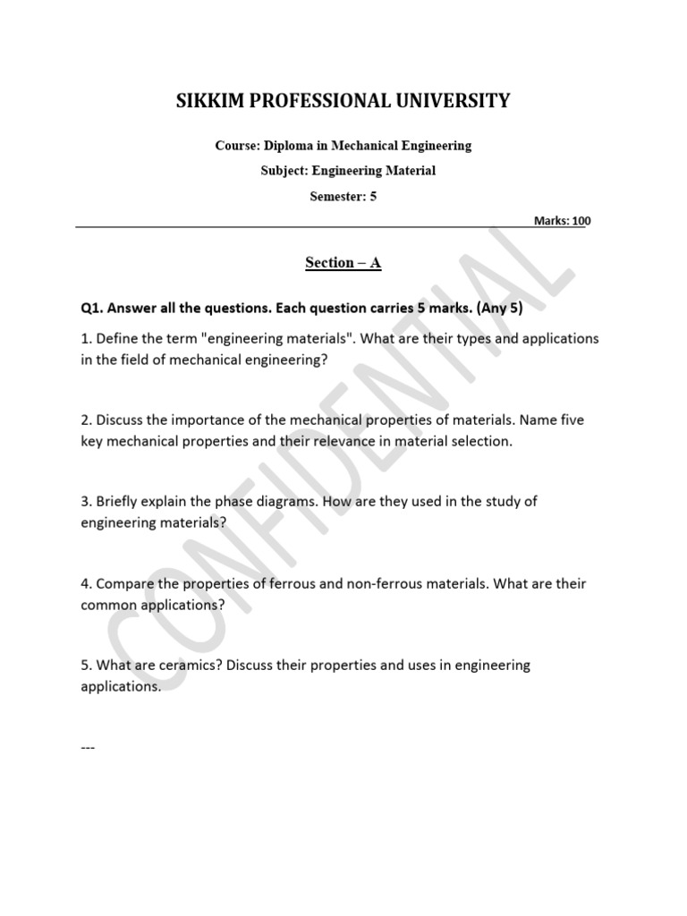 SPU DME 5TH SEM Engineering Material | PDF