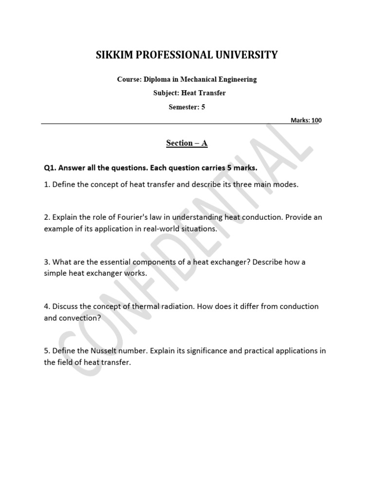 SPU DME 5TH SEM Heat Transfer | PDF