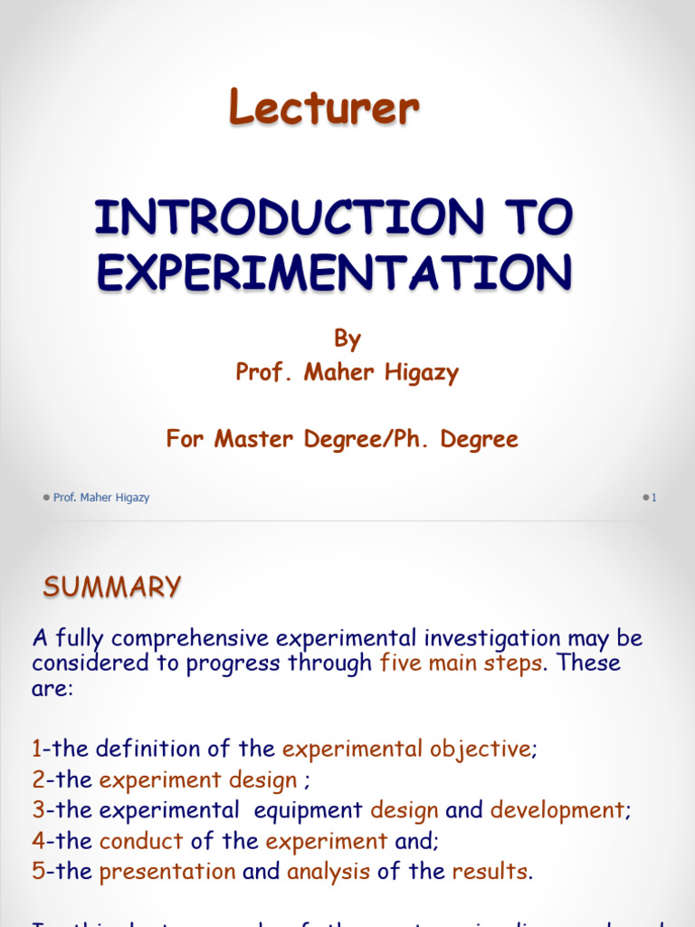Lectuer One-P Gfinal 1m | PDF | Experiment | Dependent And Independent Variables
