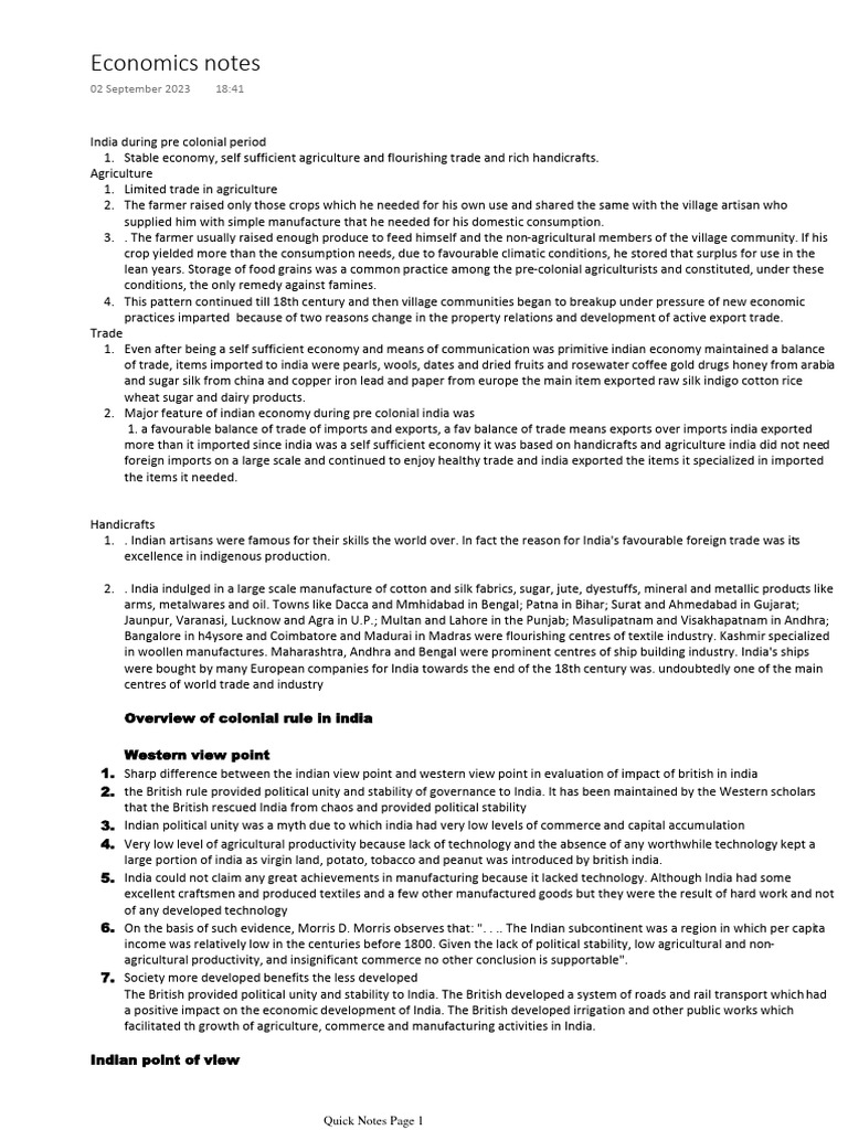 Economics Notes | PDF | Economic Growth | Agriculture
