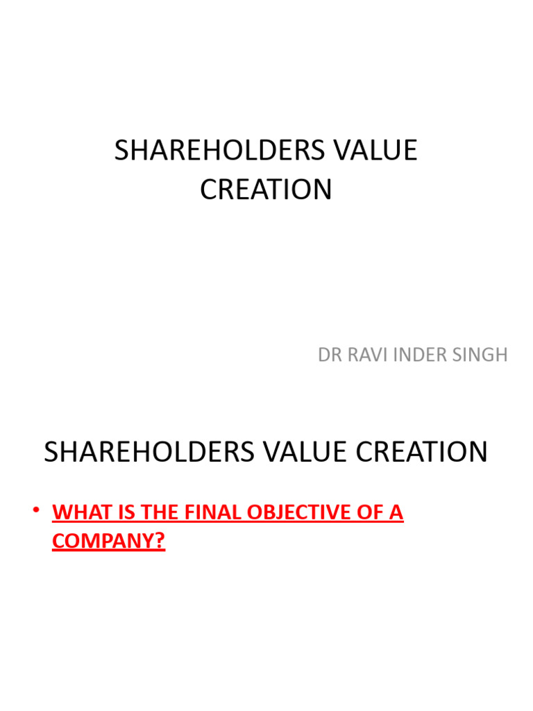 SHAREHOLDERS VALUE CREATION | PDF | Shareholder Value | Stocks