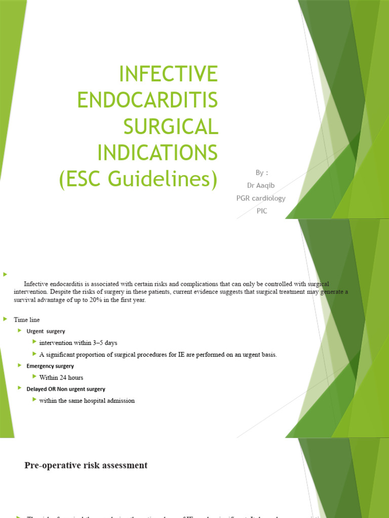 Infective Endocarditis (2) DR Aaqib Ali | PDF | Surgery | Medicine Infective Endocarditis (2) DR Aaqib Ali | PDF | Surgery | Medicine