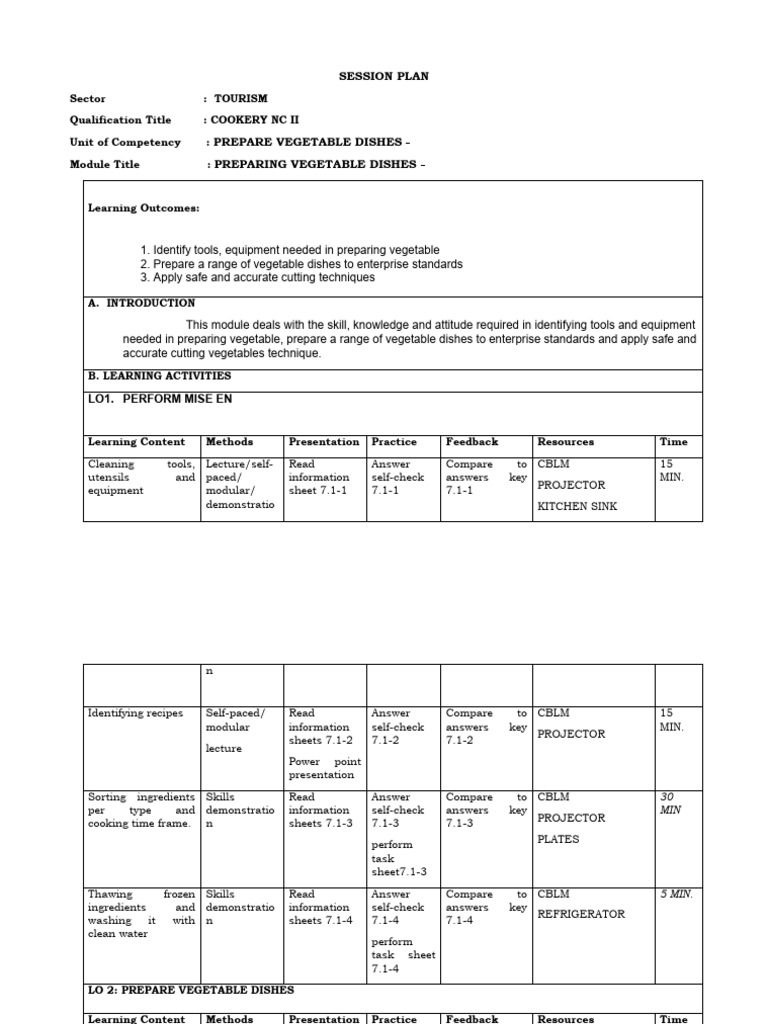Session Plan | PDF | Food And Drink | Cooking