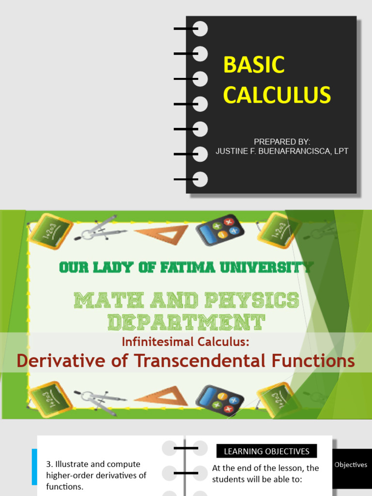 Differential Calculus Transcendental Function | PDF | Exponential Function | Derivative