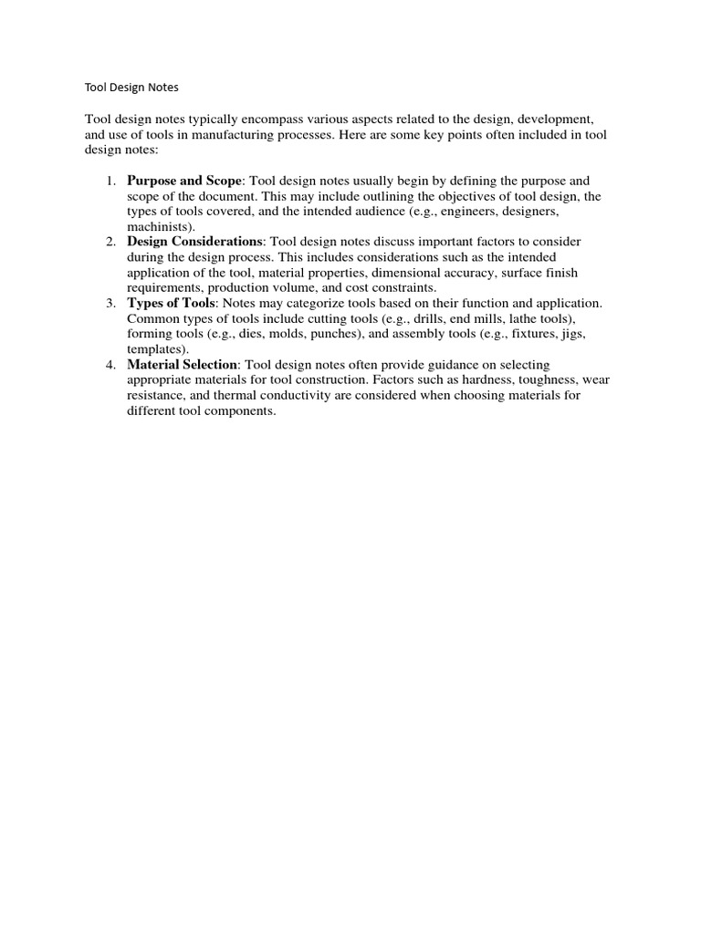 Tool Design Notes | PDF