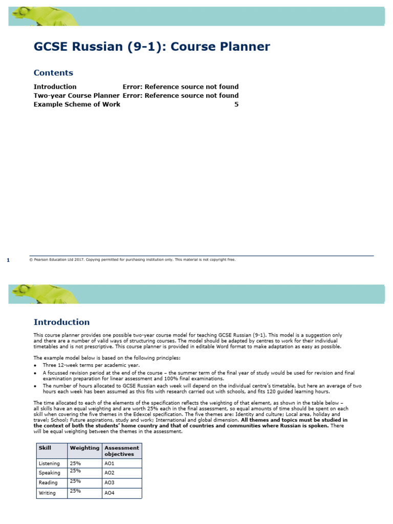 GCSE Russian 2017 Course Planner | PDF | Grammatical Number | Plural