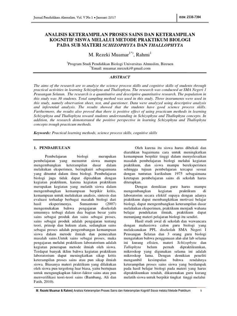 ID Analisis Keterampilan Proses Sains Dan K | PDF