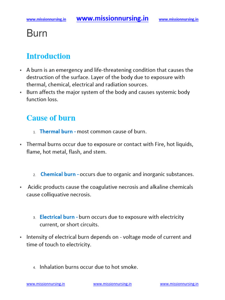 Burns - Types, Symptoms & Treatment Nursing Management | PDF