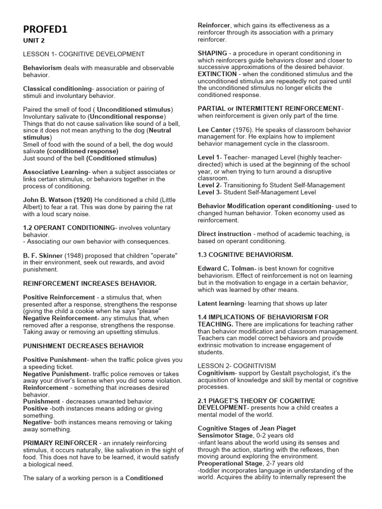 PROFED | PDF | Classical Conditioning | Constructivism (Philosophy Of ...
