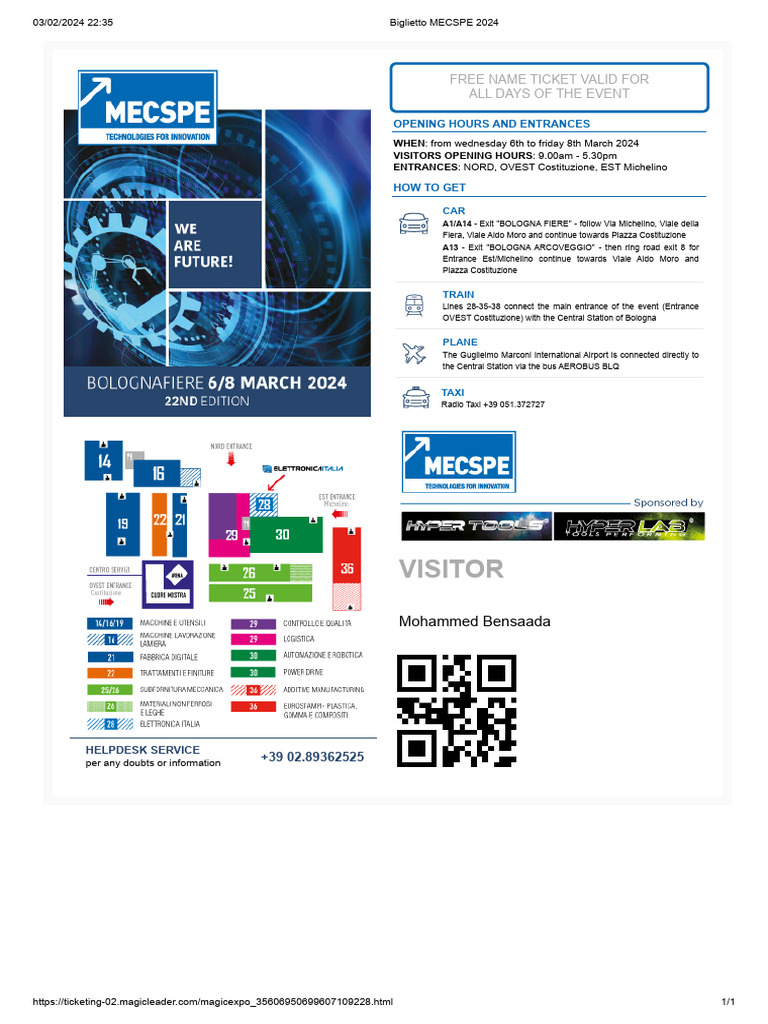 Visitor: Free Name Ticket Valid For All Days of The Event | PDF