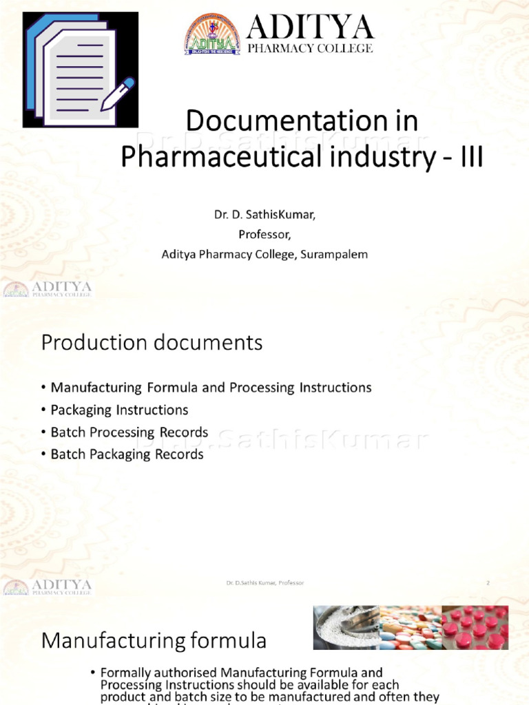 Documentation in Pharmaceutical Industry - III | PDF