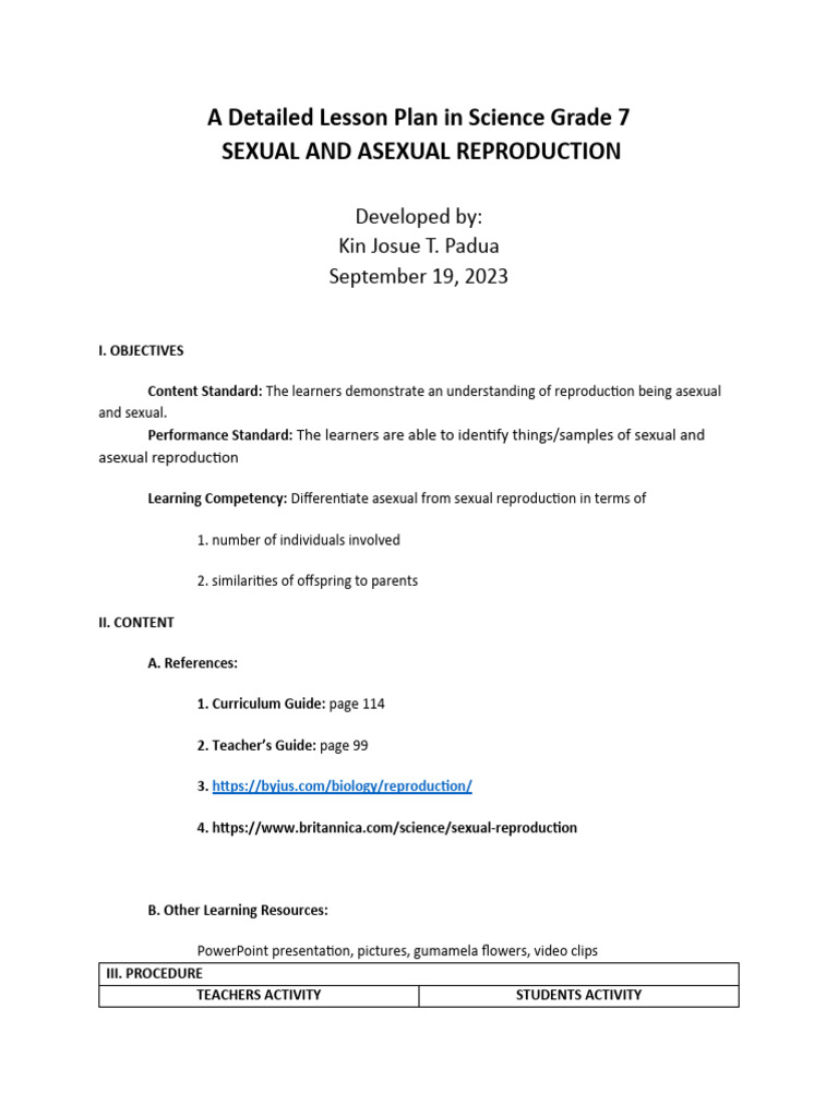 A Detailed Lesson Plan in Science Grade 7 | Download Free PDF ...