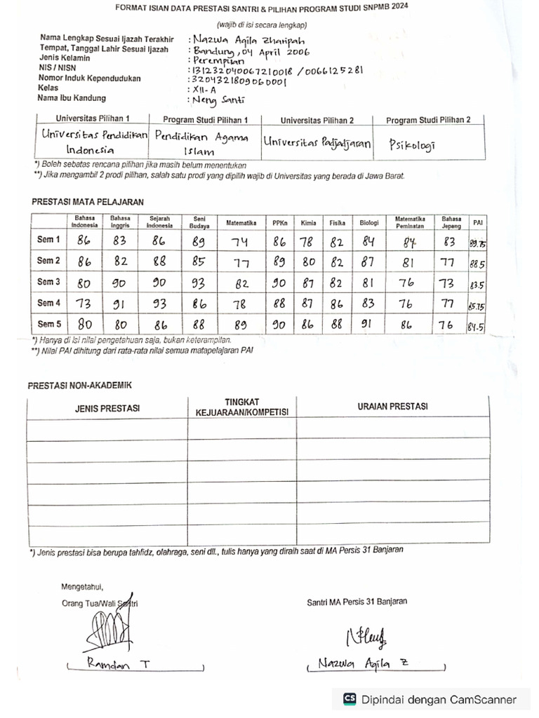 Format Isian Data | PDF