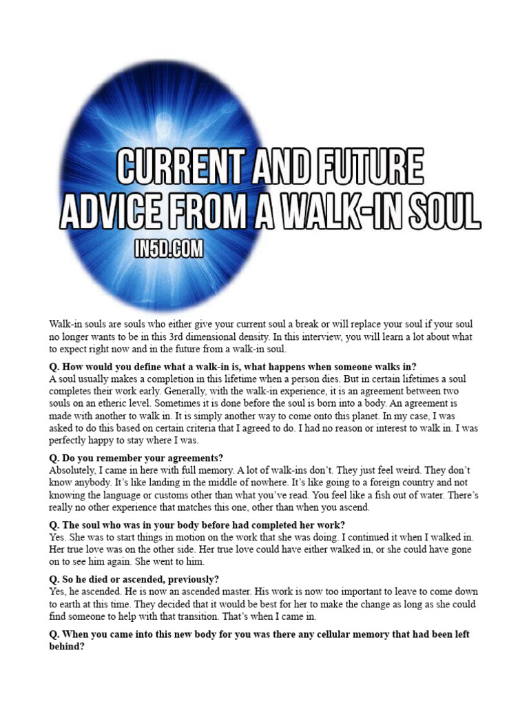 Walk-In Souls | Download Free PDF | Soul | Experience