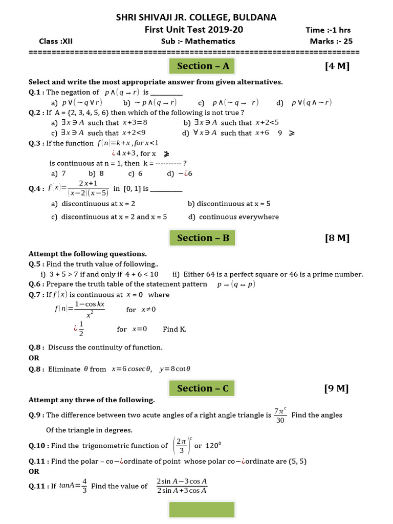 12th Math | PDF | Mathematics | Logic