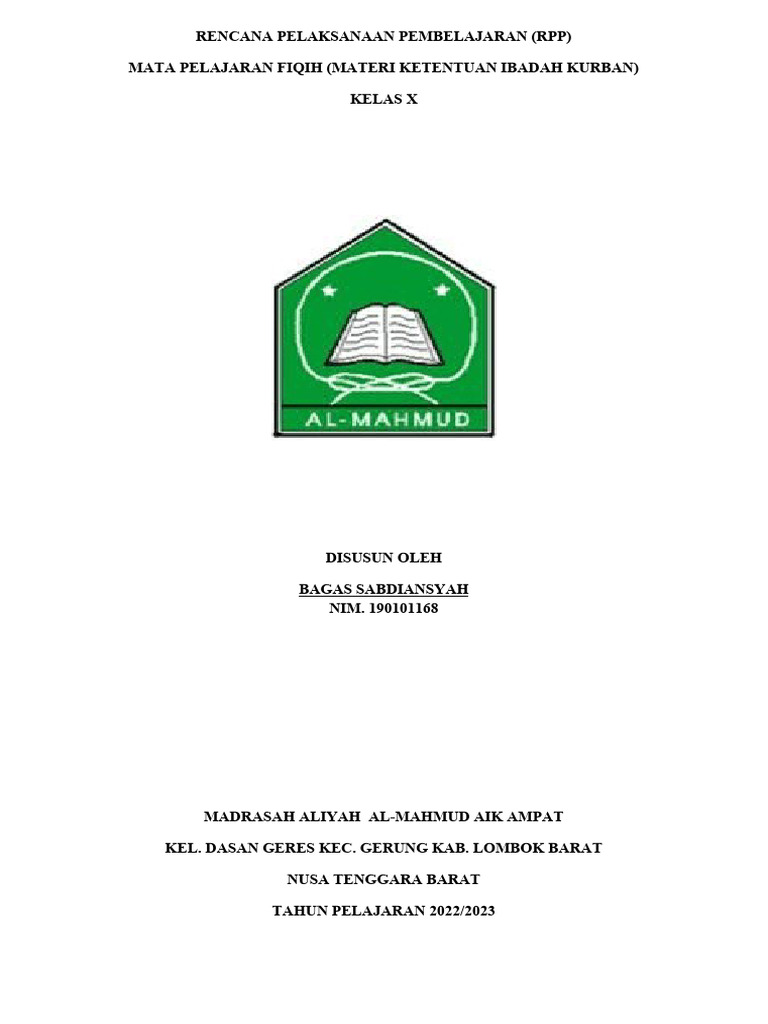 (RPP) Materi Ketentuan Berkurban | PDF
