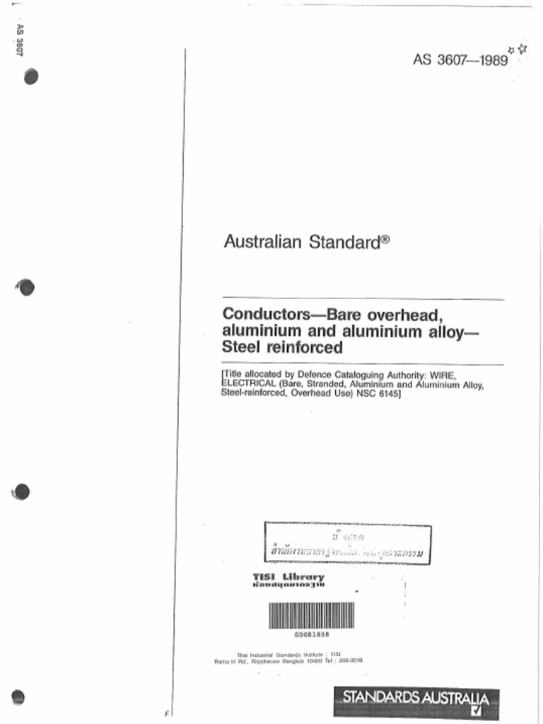 As 3607 1989 AACSR Conductor | PDF