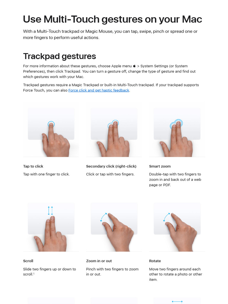 Use Multi-Touch Gestures - Apple Support (AU) | PDF | Software | Computer Science