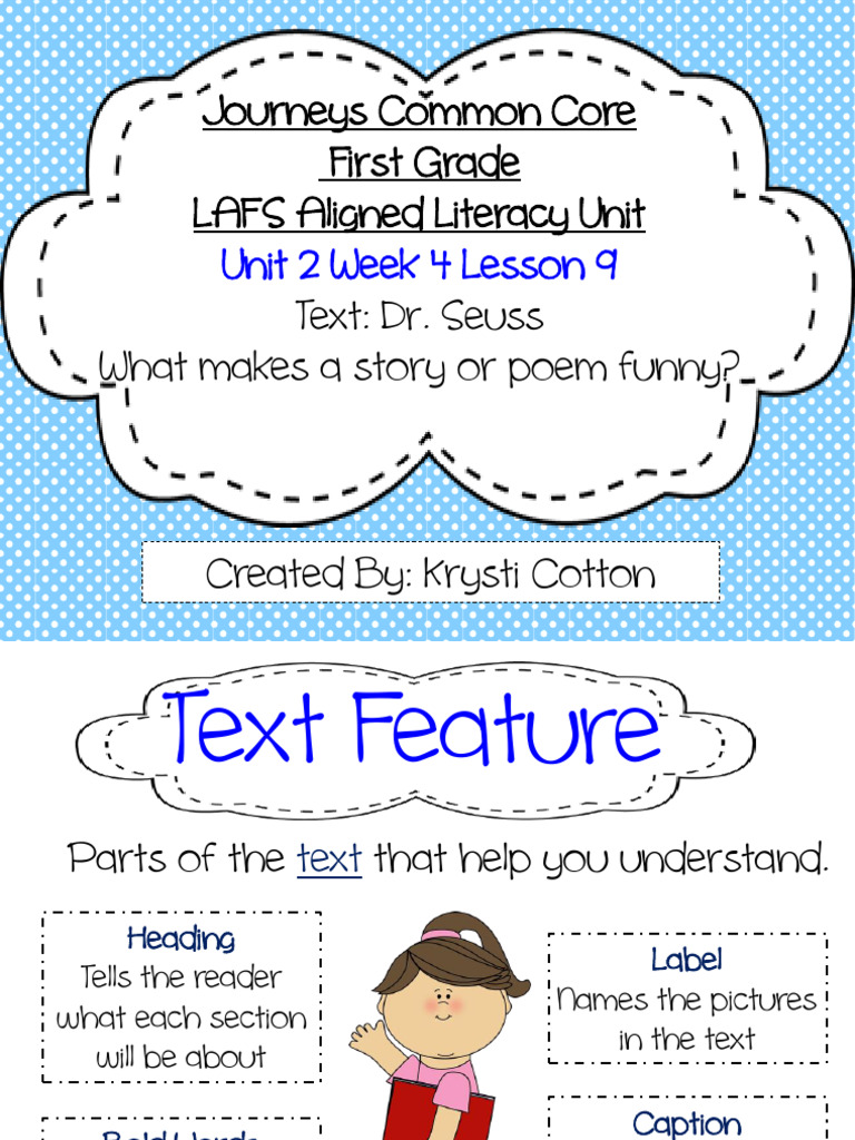Journeys Common Core First Grade LAFS Aligned Literacy Unit Text: Dr ...