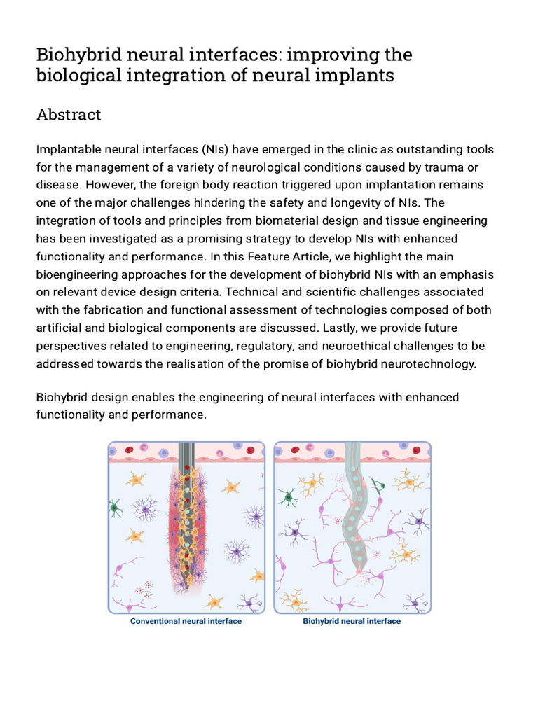 4 Biohybrid Neural Interfaces - Improving The Biological Integratio ...