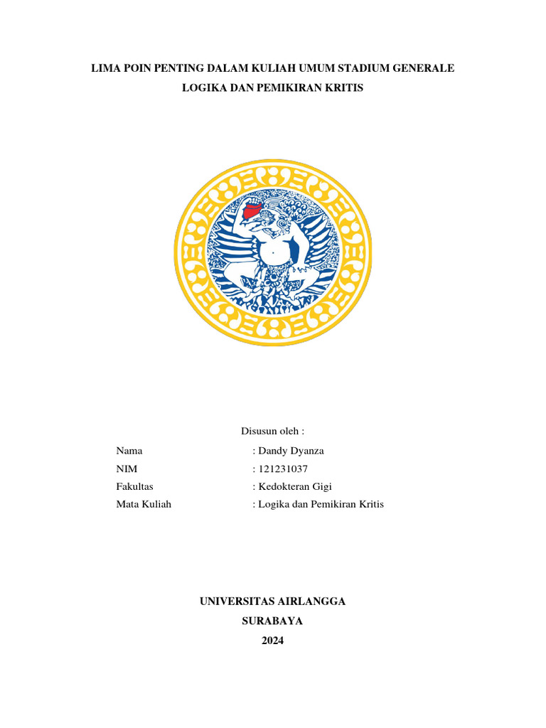 Resume Stadium Generale Logika Dan Pemikiran Kritis Dandy Dyanza 121231037 | PDF