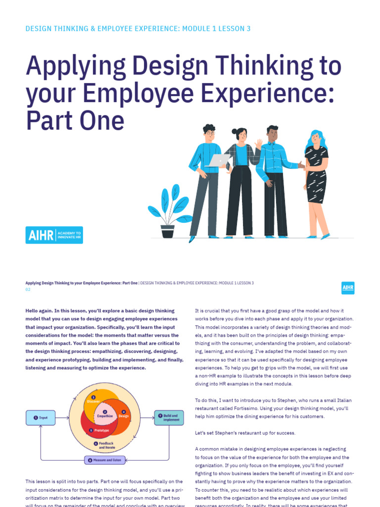 m1l3 Design Thinking Employee Experience - Handout | PDF | Design ...