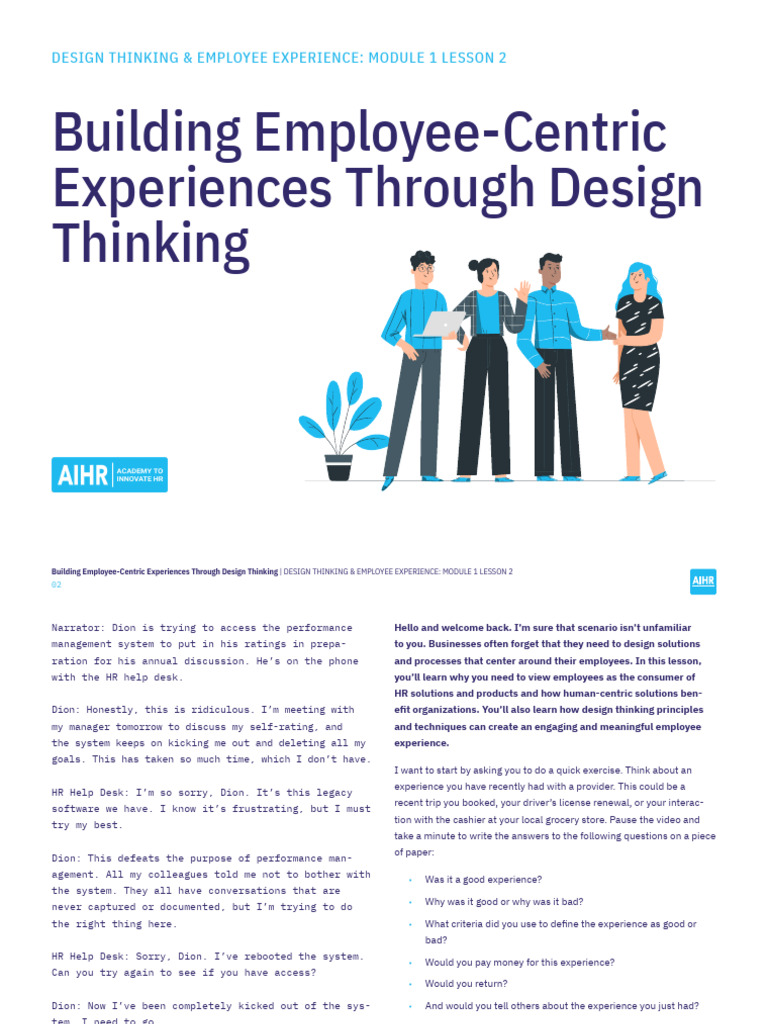 m1l2 Design Thinking Employee Experience - Handout | PDF