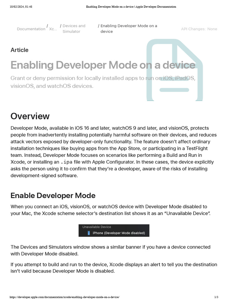 Enabling Developer Mode On A Device - Apple Developer Documentation ... Enabling Developer Mode On A Device - Apple Developer Documentation ...
