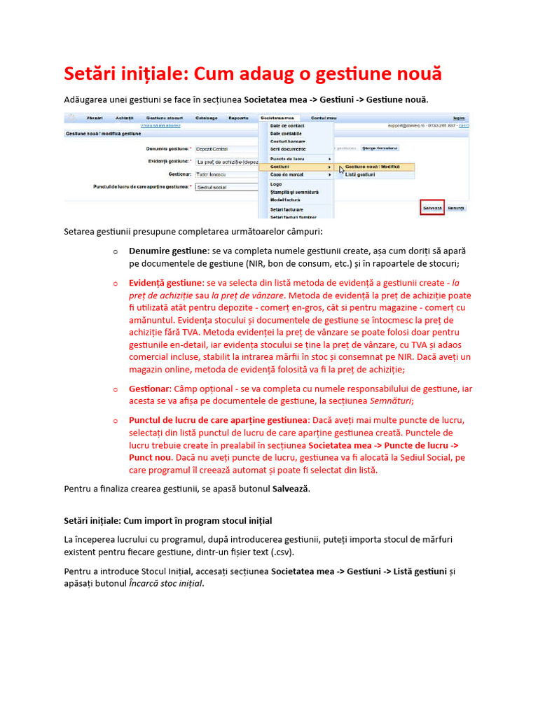 Setari Initiale | PDF