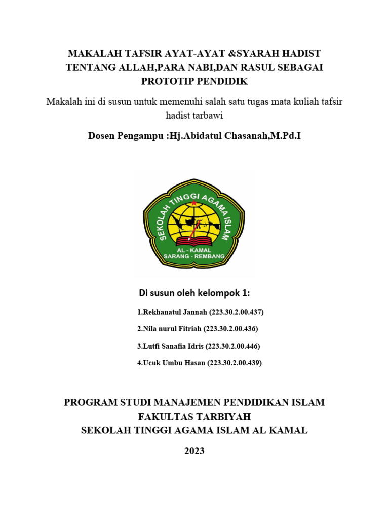 Makalah Tafsir Hadist Kelompok 1 (8) (4) - 120248 | PDF