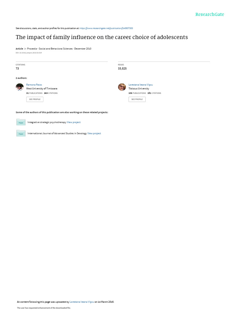 The Impact of Family Influence On The Career Choic | PDF | Attachment ...