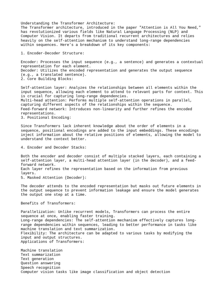 Understanding The Transformer Archi | PDF Understanding The Transformer Archi | PDF