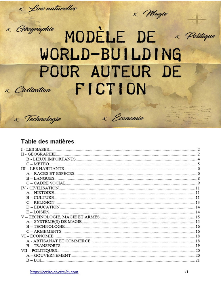 Le Modèle Ultime de Worldbuilding | PDF