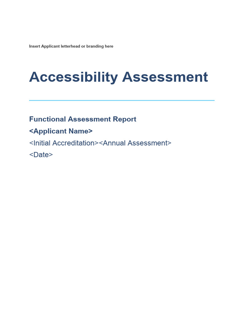 Tdif Accessibility Assessment Report - Template Release 4.6 - Finance 1 ...