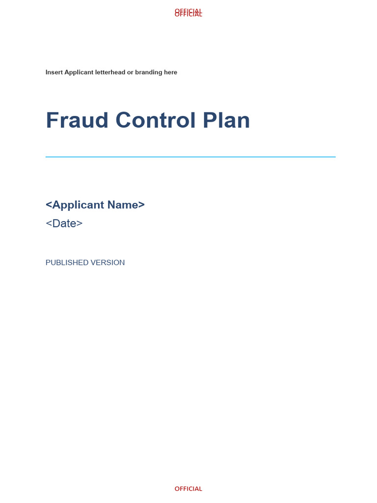 Tdif Fraud Control Plan - Template Release 4.6 - Finance 1 | PDF