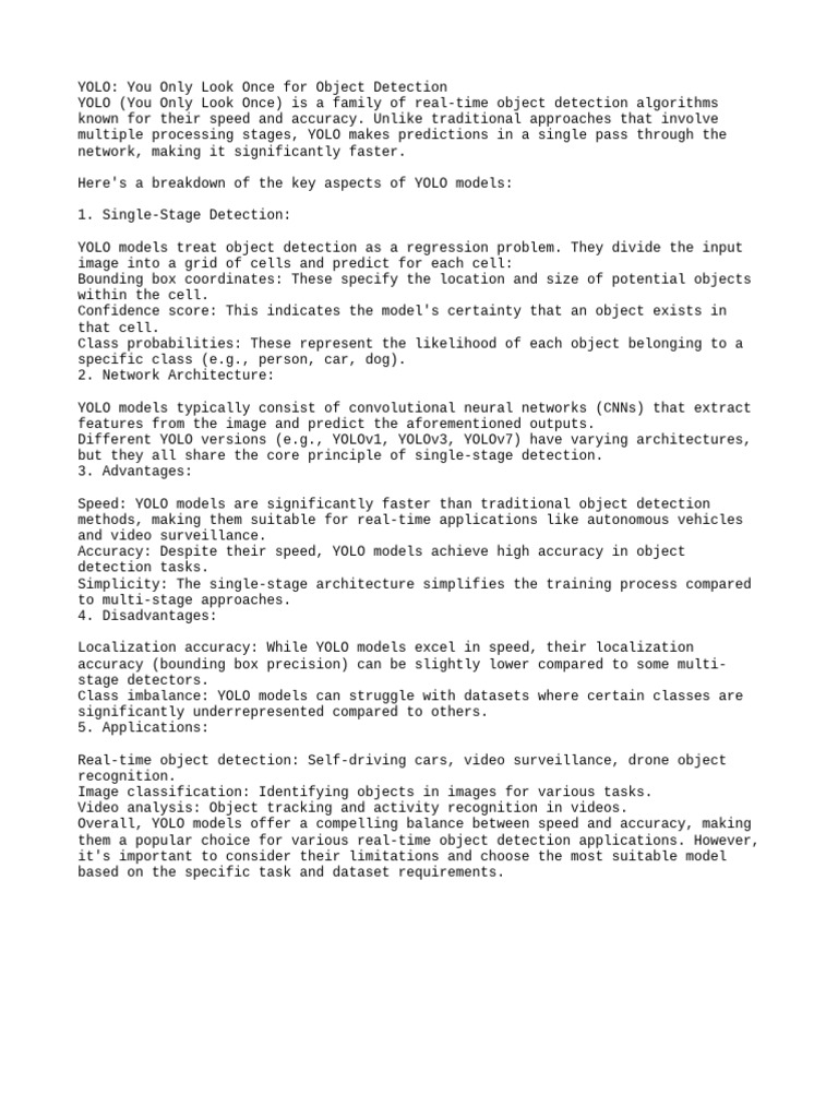 YOLO You Only Look Once For Object | PDF