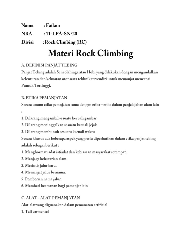 Materi Rock Climbing | PDF