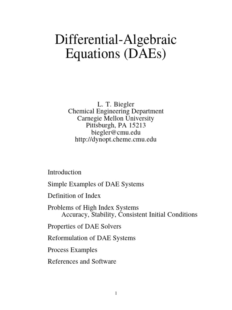 Understanding Differential-Algebraic Equations | PDF | Ordinary ...