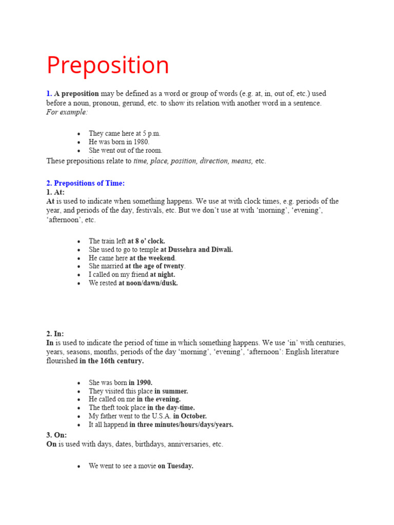 Preposition: For Example | Download Free PDF | English Language ...