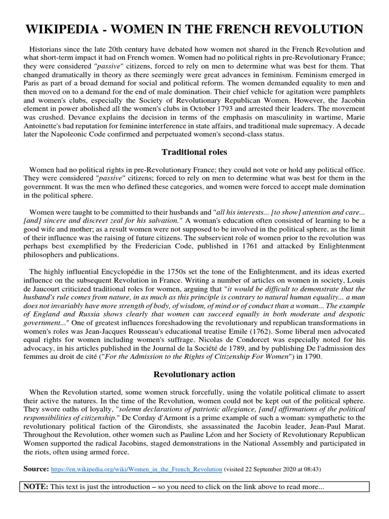 Women in The French Revolution | PDF | French Revolution | French ...