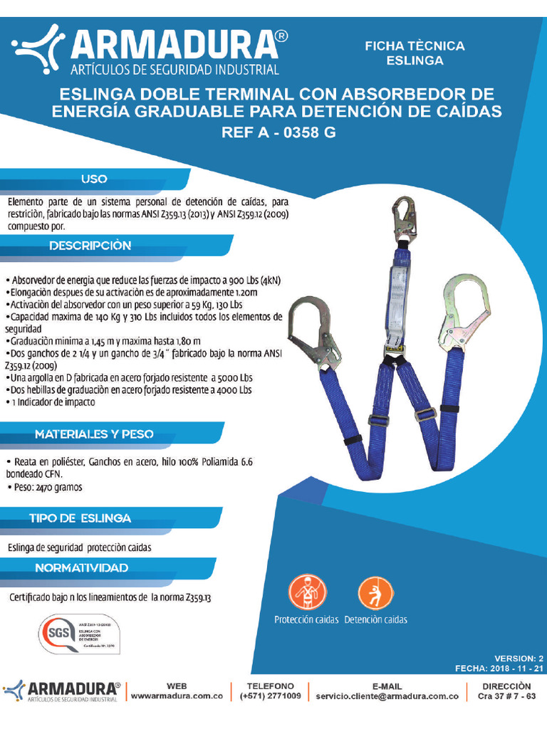 Ficha Tecnica - Eslinga Armadura 0358 - G - 1 | PDF