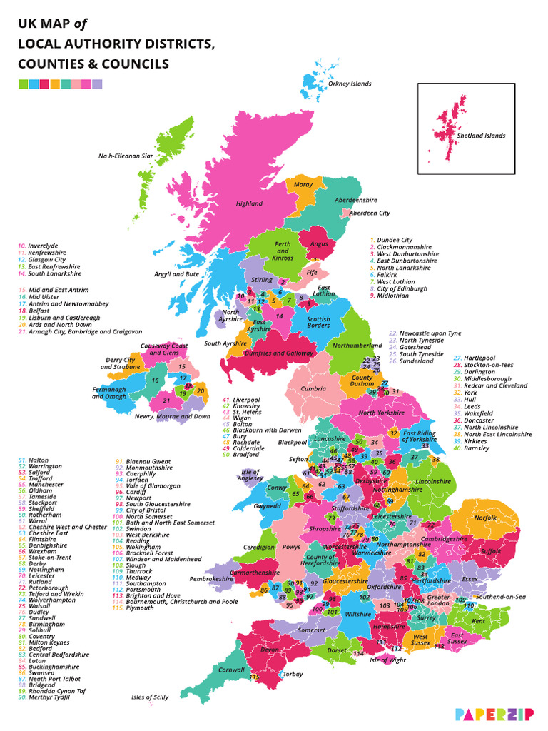 UK Map of Council Counties Authorities | PDF