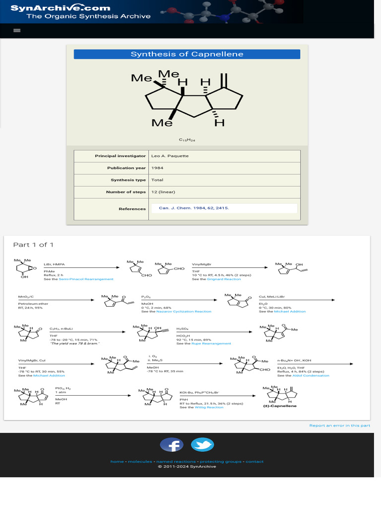Synthesis of Capnellene by Leo A. Paquette (1984) | PDF